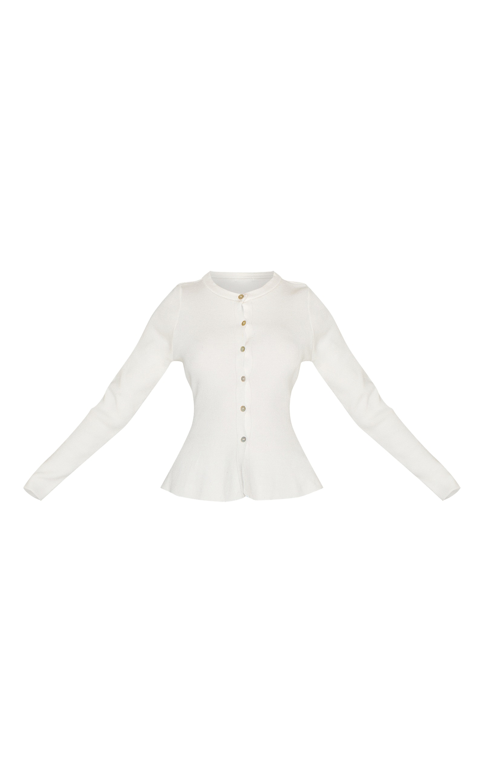 Cream Compact Knit Peplum Cardigan | Knitwear | PLT