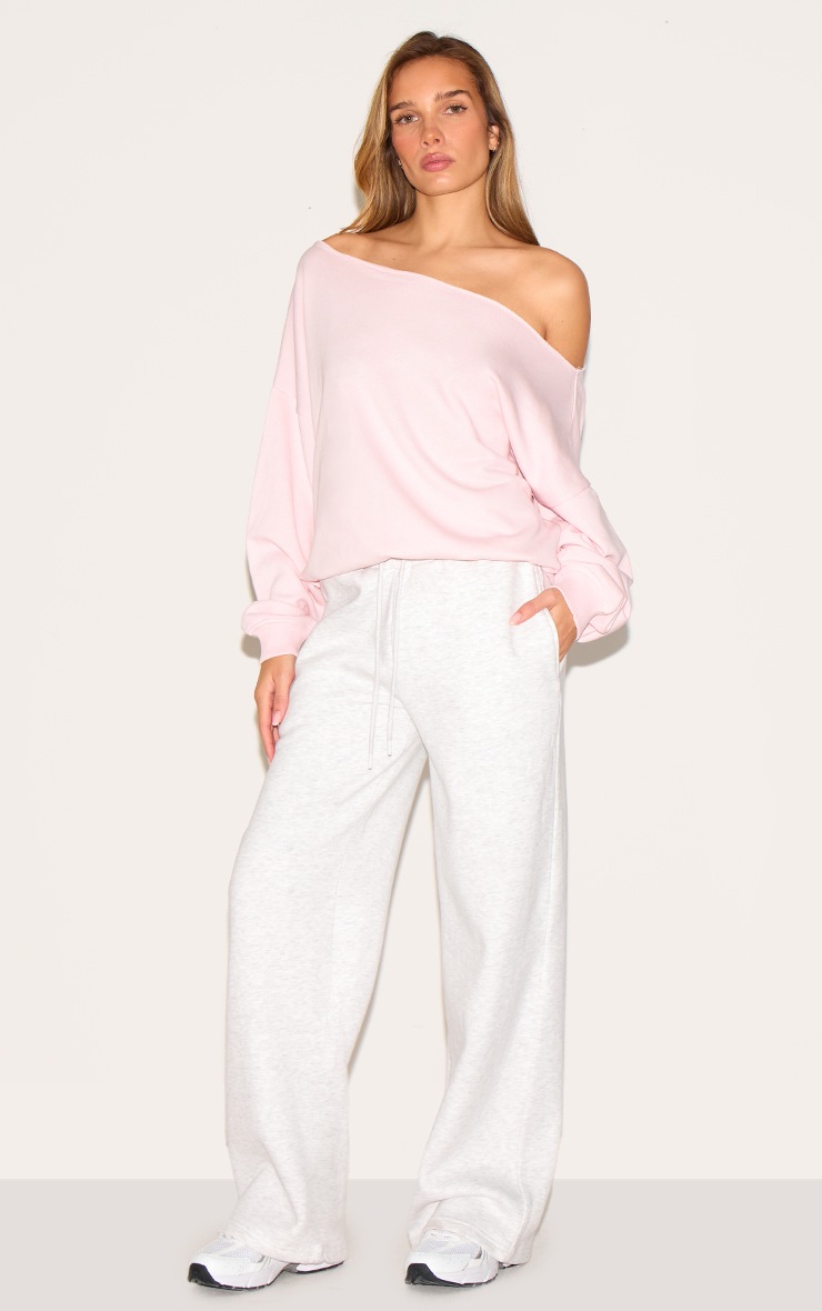 Baby Pink Oversized Off Shoulder Sweatshirt | Sweat | PrettyLittleThing