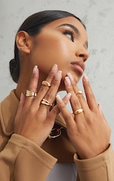 Gold 5 Assorted Chunky Ring Pack | PrettyLittleThing