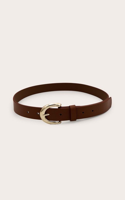 Tan Pu Crescent Buckle Skinny Belt | Accessories | PLT