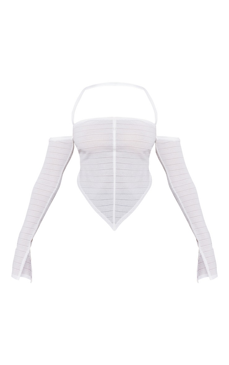 Shape White Textured Bardot Curved Hem Crop Top | Shape | PrettyLittleThing KSA