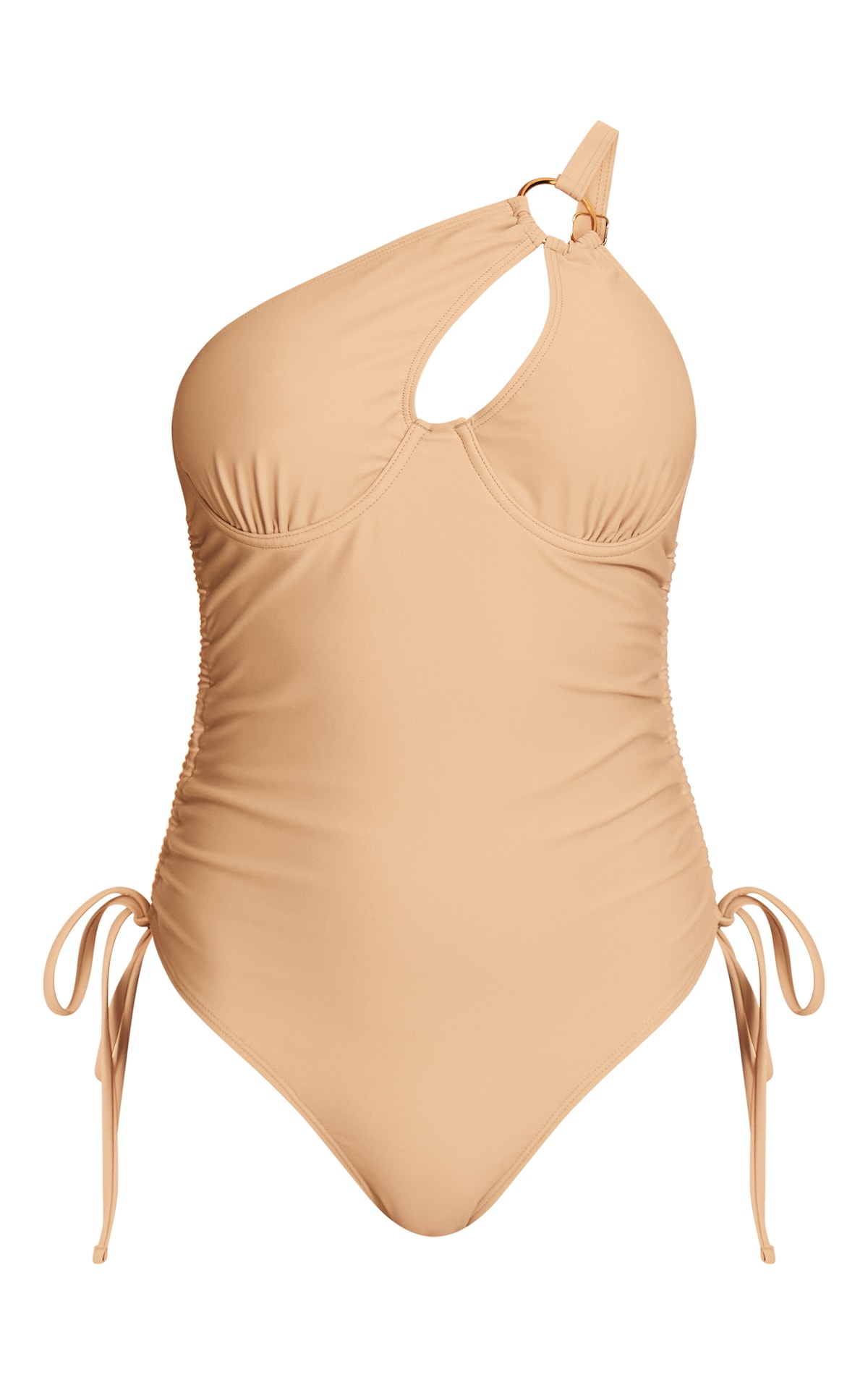 Petite Sand One Shoulder Underwired Swimsuit | Petite | PLT