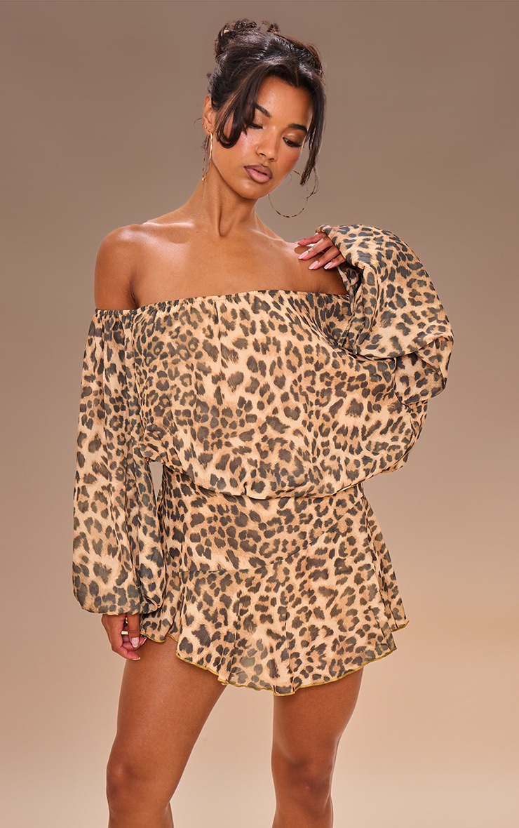 Leopard Chiffon One Shoulder Floaty Skort Romper | Jumpsuits & Rompers ...