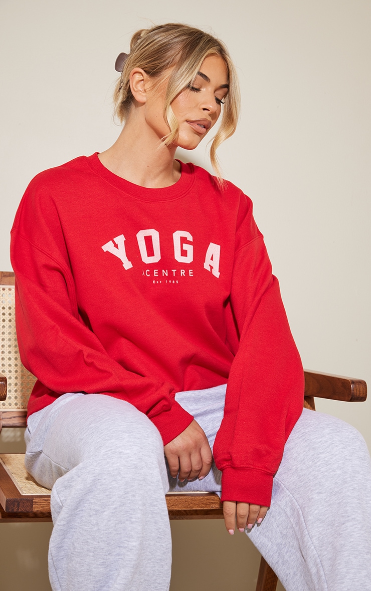 Red Yoga Centre Printed Sweatshirt | Athleisure | PLT