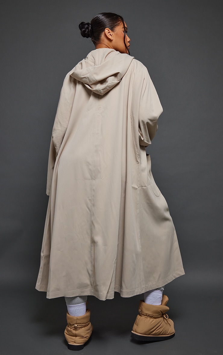 Plus Trench oversize gris pierre à capuche | PrettyLittleThing FR