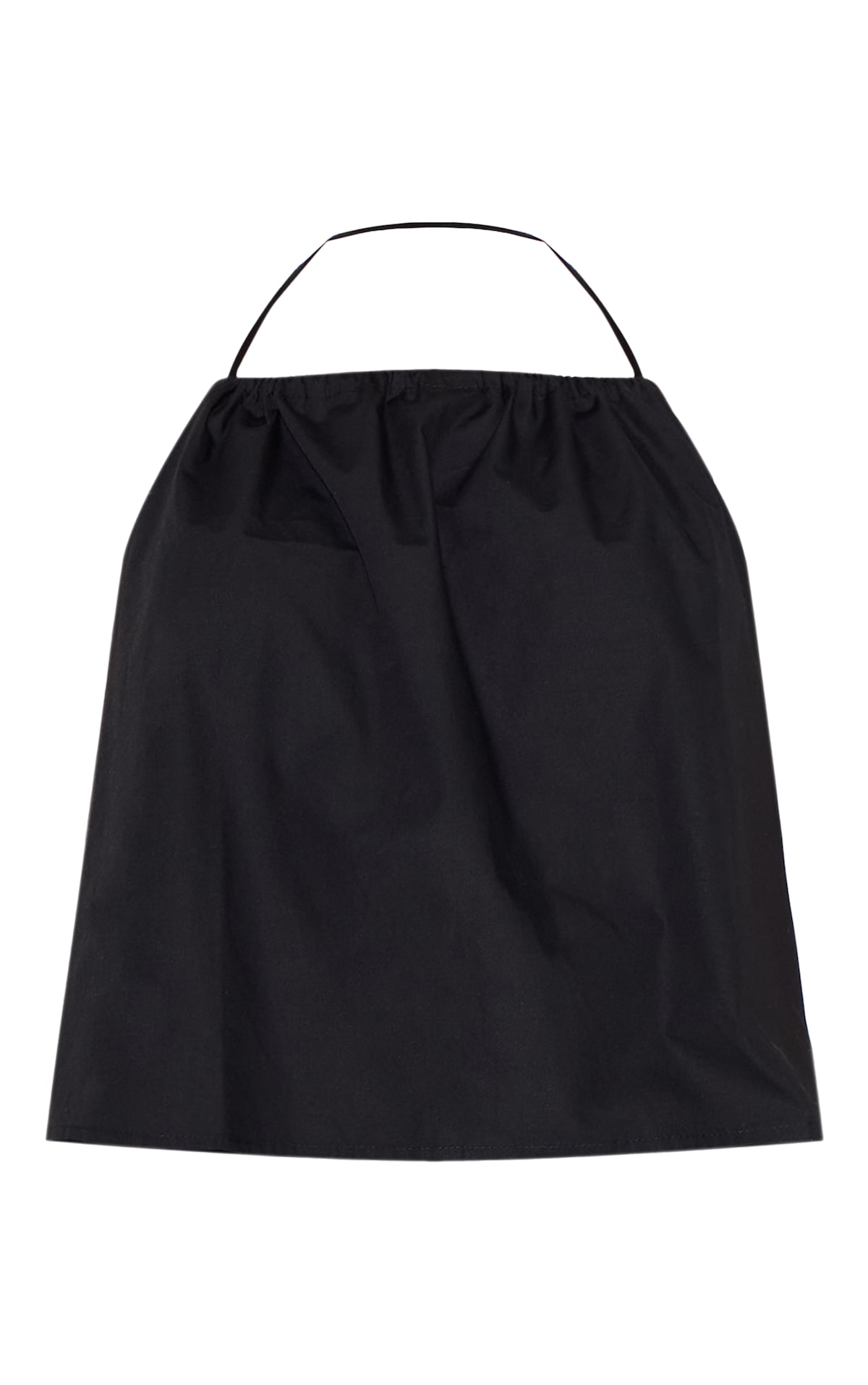 Petite Black Poplin Low Back Halterneck Top | Petite | PLT