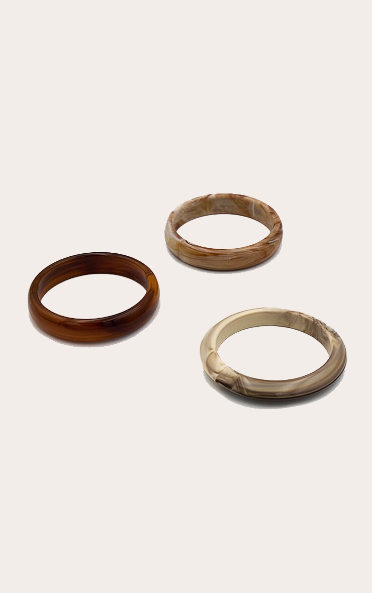 Brown Marble Tonal Resin Slim Bangles | Accessories | PLT