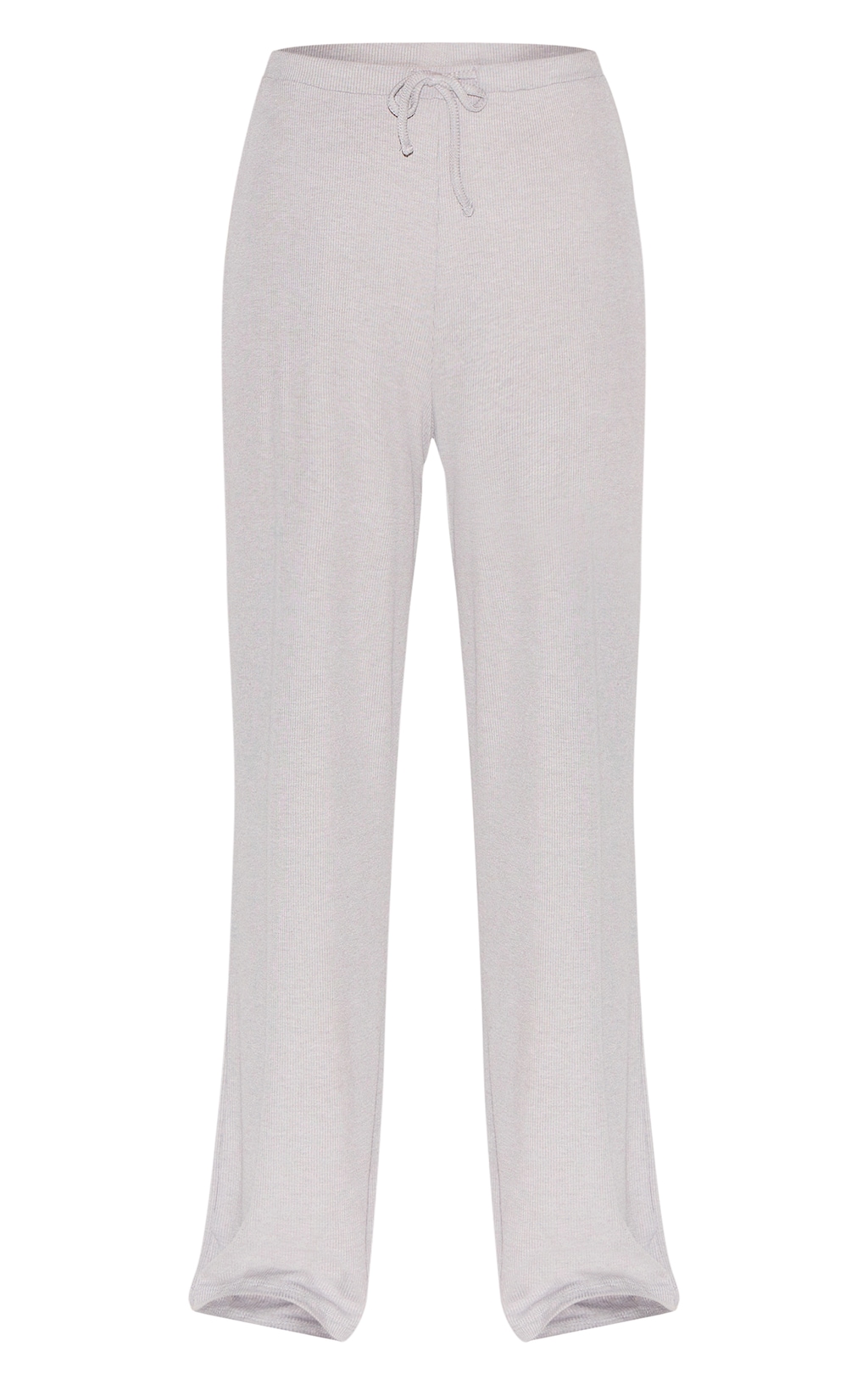 Petite Ash Grey Soft Ribbed Wide Leg Trousers | Petite | PLT