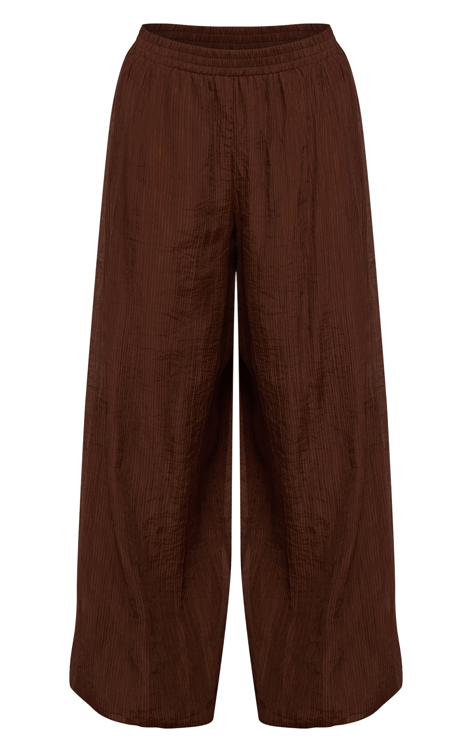 Brown Textured Balloon Trousers | Bottoms | PLT IRE