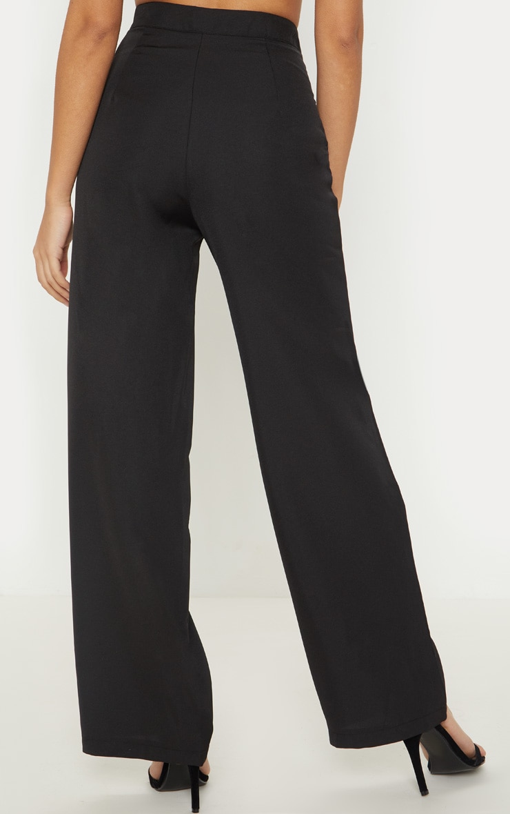 Petite Black Detail Wide Leg Trousers | PrettyLittleThing CA