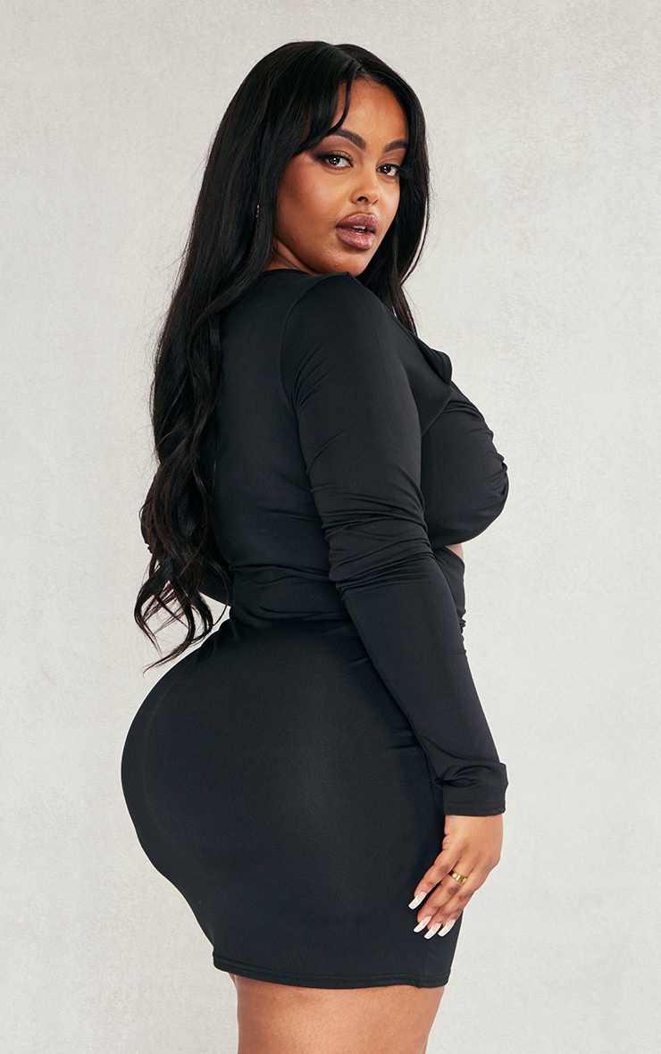 Plus Black Longsleeve Cut Out Bodycon Dress | PrettyLittleThing