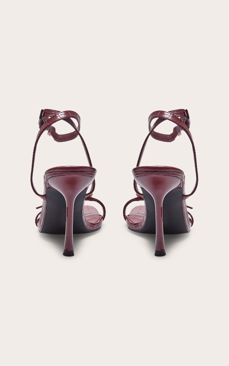 Burgundy Double Buckle High Stiletto Heel Sandals | Footwear | PLT