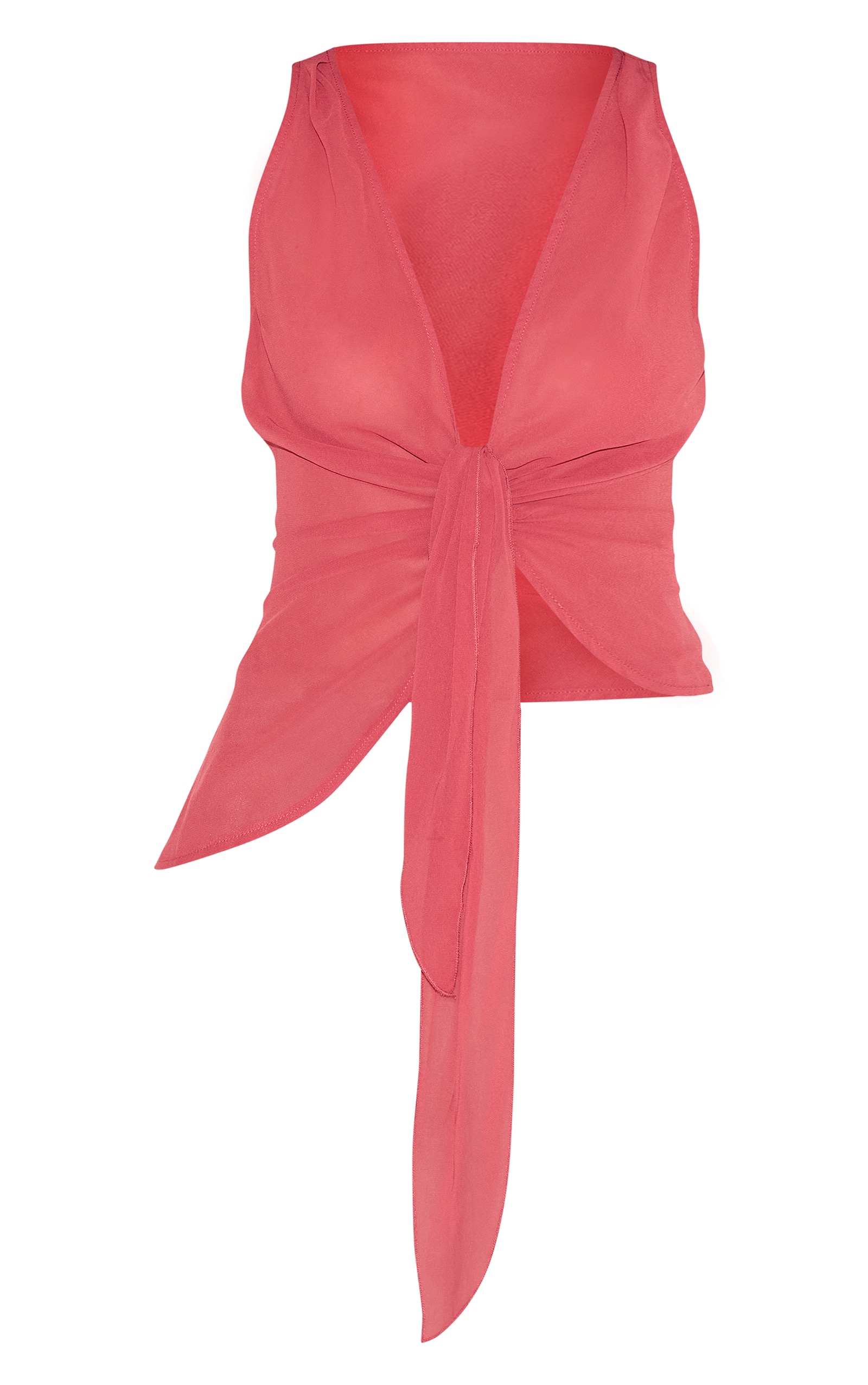 Blush Rose Drape Plunge Front Chiffon Long Top | Tops | PLT