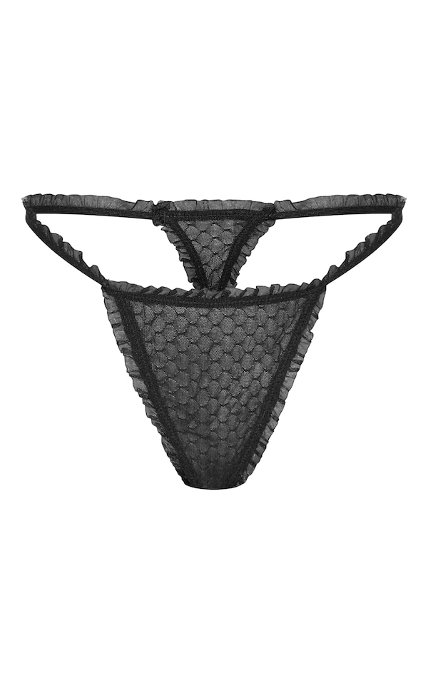 String En Texturé Noir À Bordures Volantées | Lingerie & Pyjamas | PLT FR