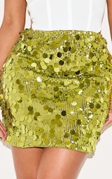 Shape Lime Disc Sequin Mini Skirt | Shape | PrettyLittleThing USA