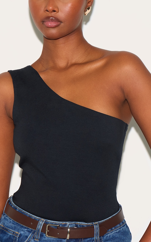 Black Sleeveless One Shoulder Top | Tops | PrettyLittleThing USA