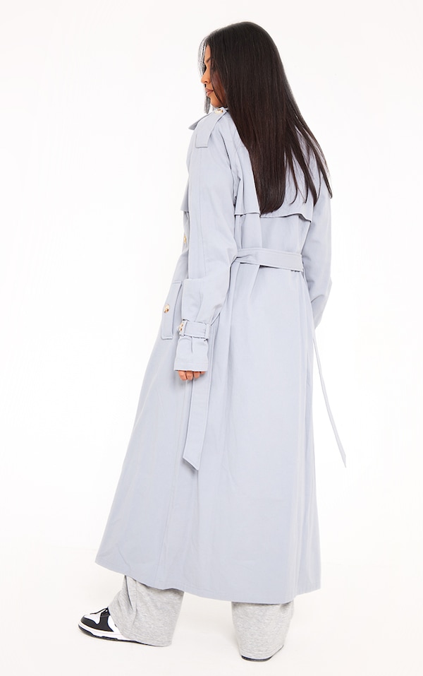 Tall Light Grey Panel Detail Belted Trench Coat | Tall | PLT IRE