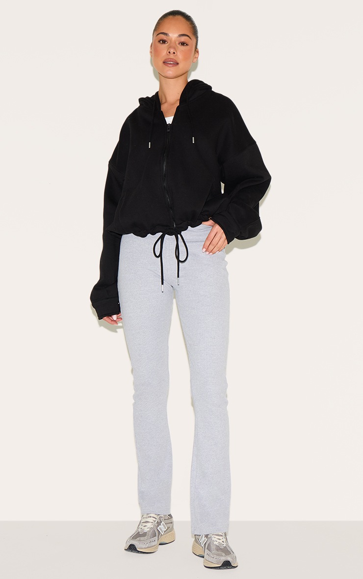 Black Oversized Zip Up Toggle Waist Hoodie | Athleisure | PrettyLittleThing