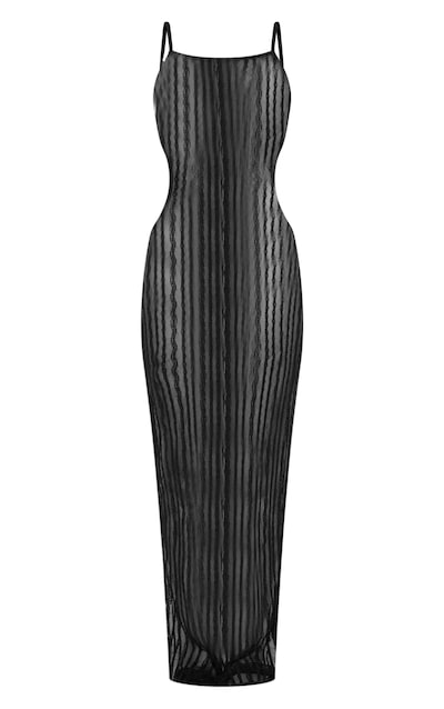 Black Crochet Netted Halterneck Split Beach Dress | Swimwear | PLT