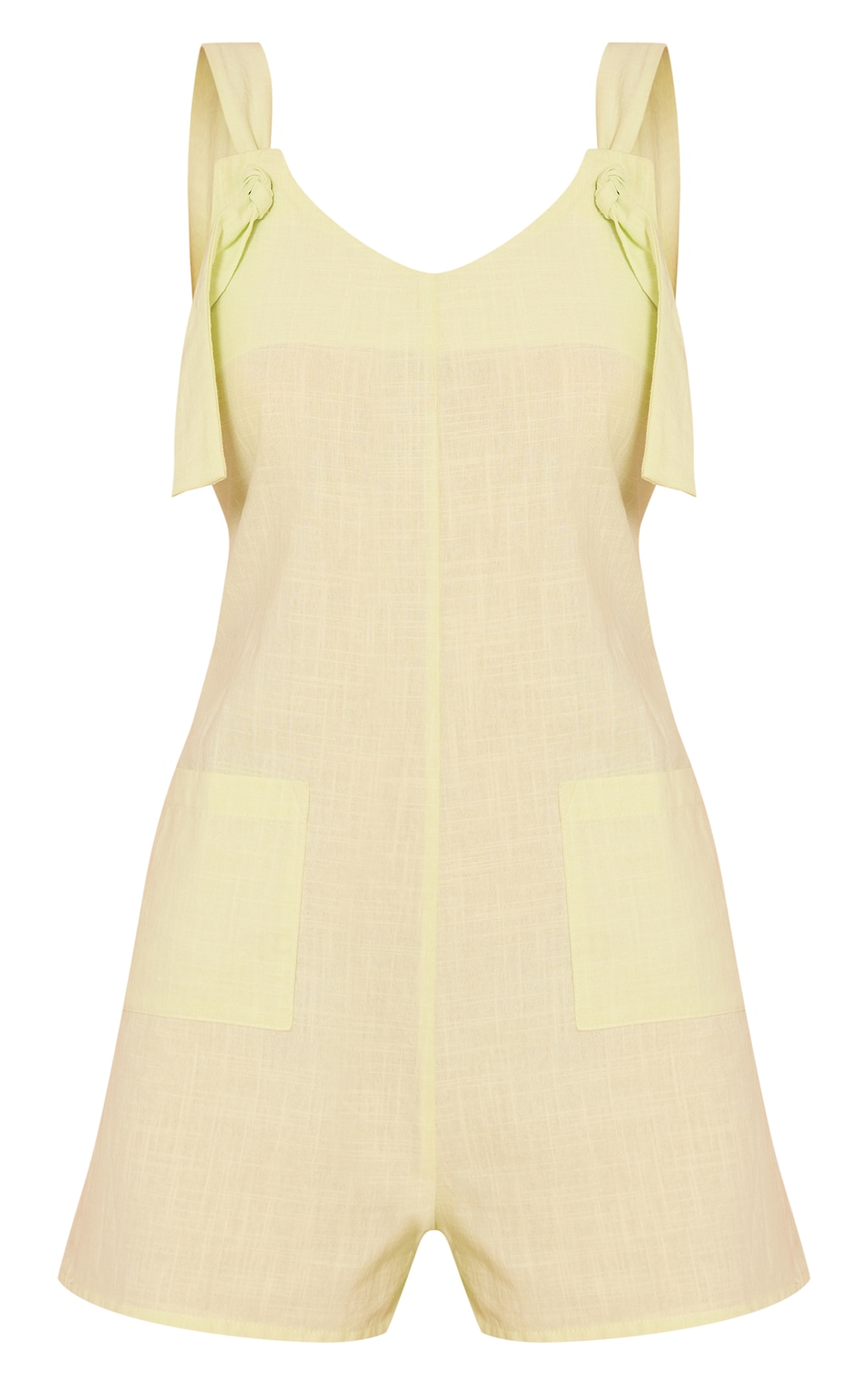 Lemon Linen Look Tie Shoulder Pocket Playsuit | Dresses | PLT