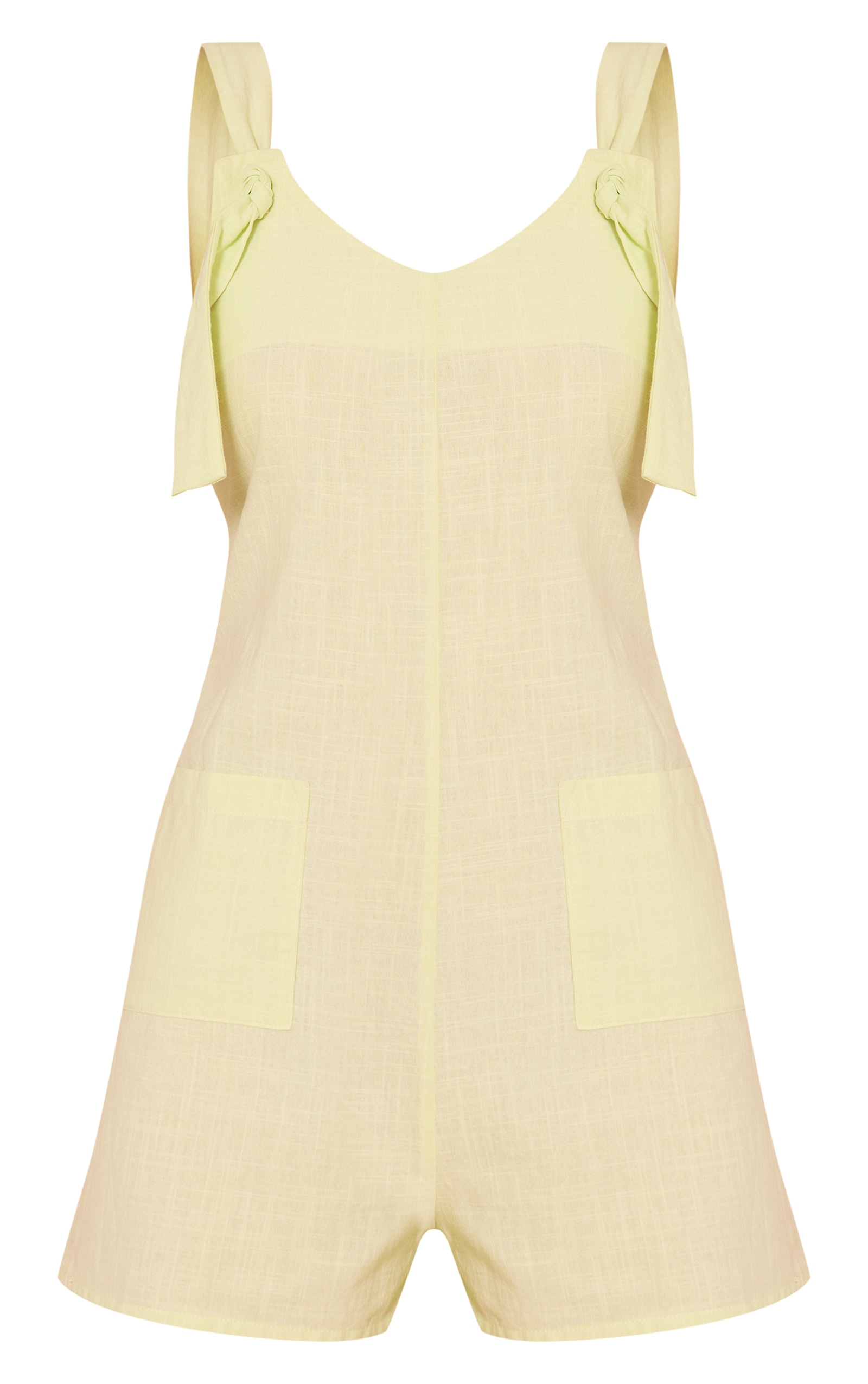 Lemon Linen Look Tie Shoulder Pocket Playsuit | Dresses ...