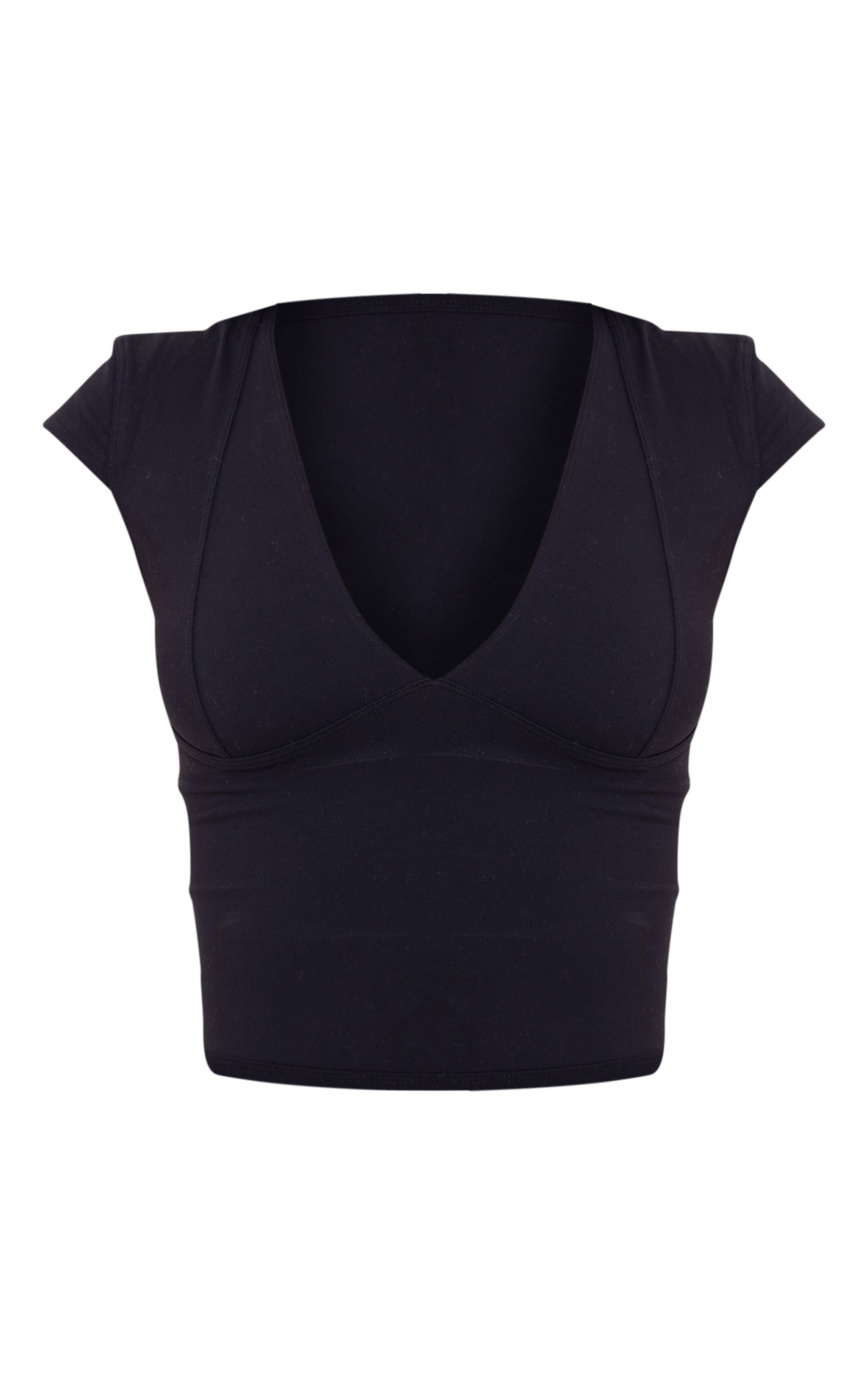 Tall Black Contour Sculpt V Neck Crop Top Tall Prettylittlething