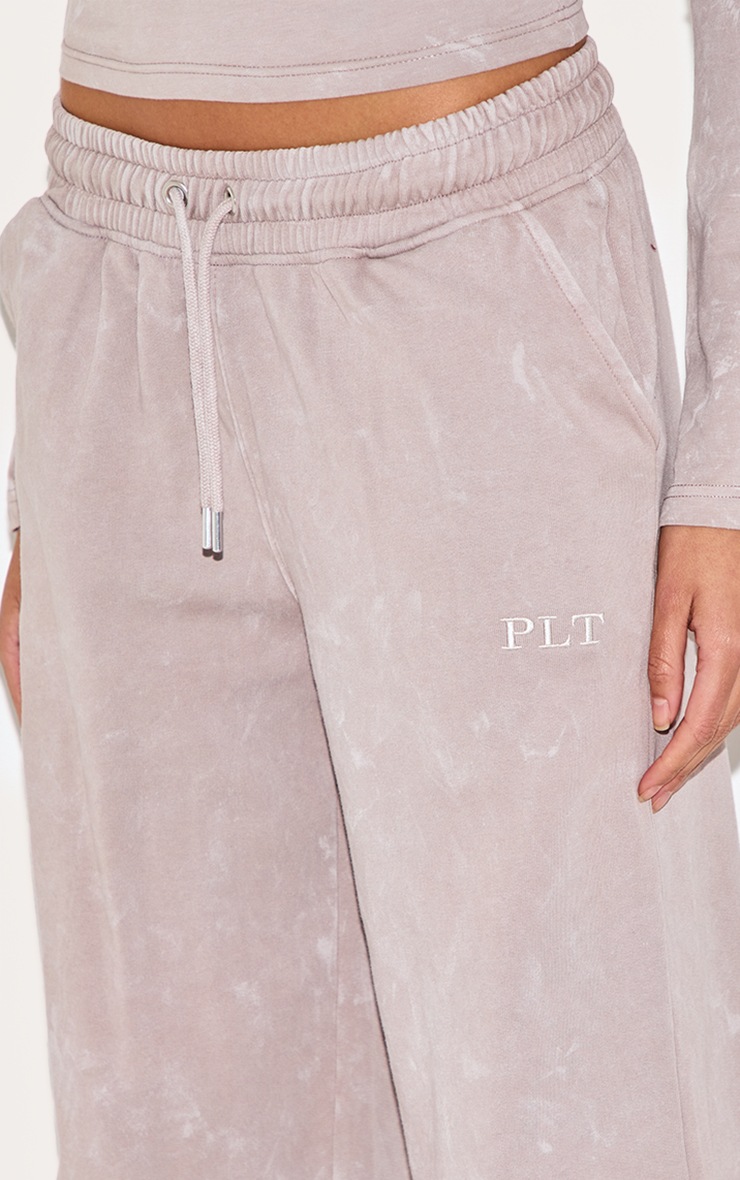 Light Grey PLT Washed Low Rise Wide Leg Joggers | Athleisure | PLT