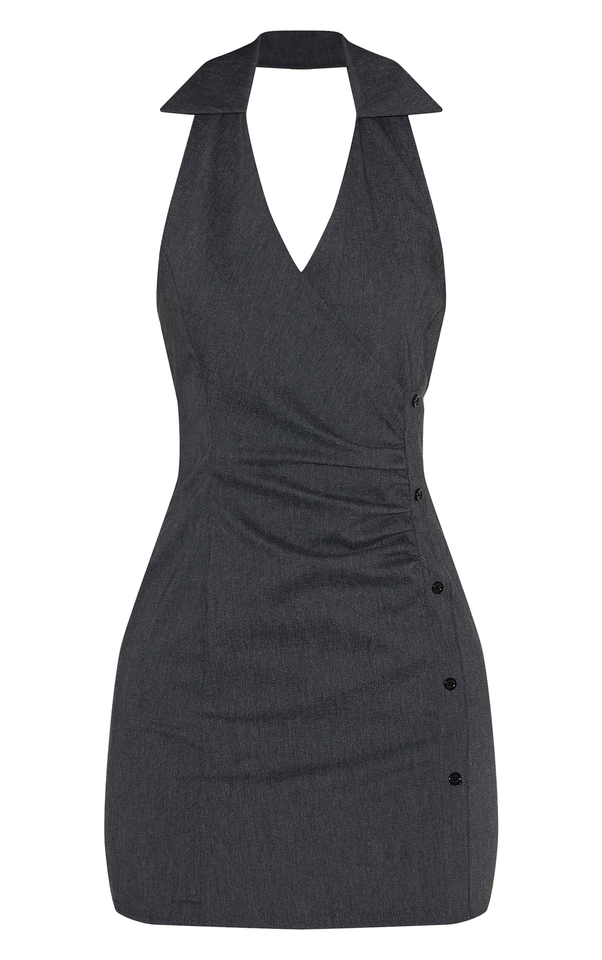 Black Asymmetric Button Down Collar Bodycon Dress | Dresses | PLT