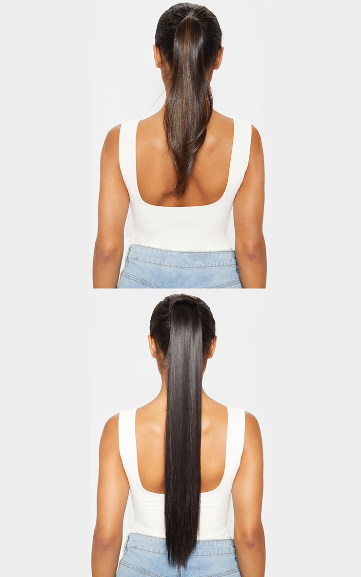 LullaBellz Grande Lengths 26" Straight Pony Extensions Natural Black ...