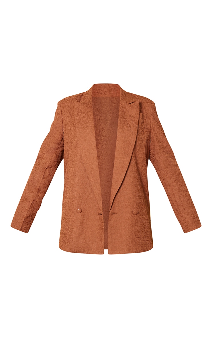 Rust Textured Woven Oversized Dad Blazer | PrettyLittleThing