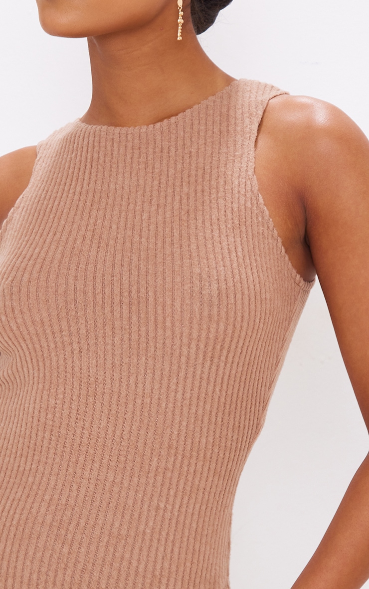 Tall Camel Brushed Rib Bodysuit | Tall | PrettyLittleThing AUS