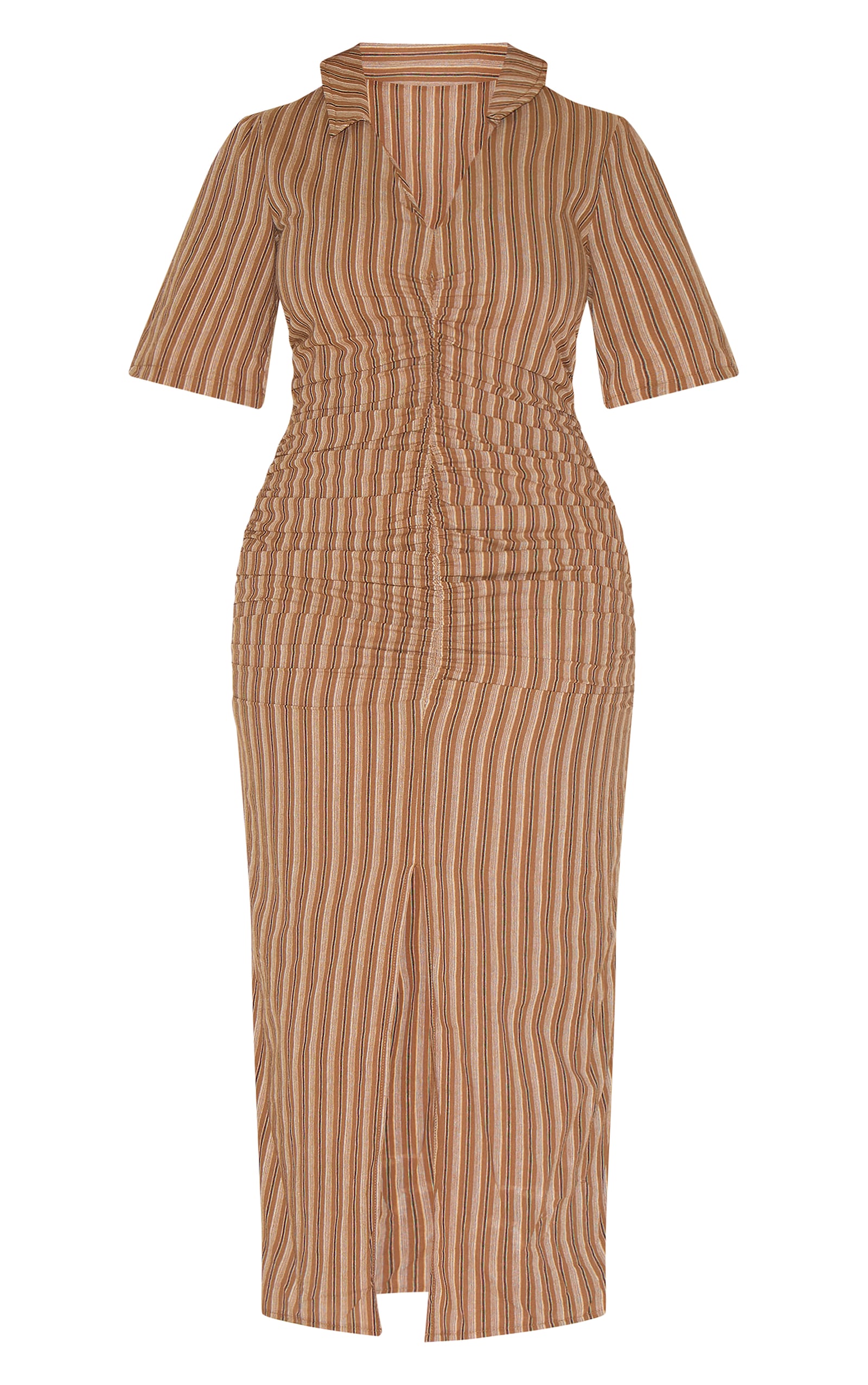 Shape Brown Striped Collared Split Maxi Dress | Shape ...
