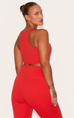 Red Sculpt Double Layer Padded Contrast Binding Bra | Athleisure | PLT USA