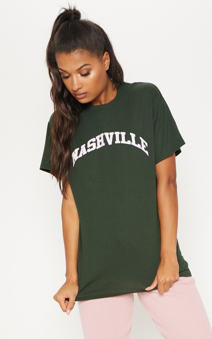 Emerald Green Nashville Oversized Tee | Tops | PrettyLittleThing USA