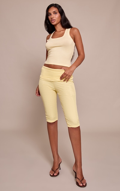 Lemon Mesh Foldover Capris | Bottoms | PLT USA