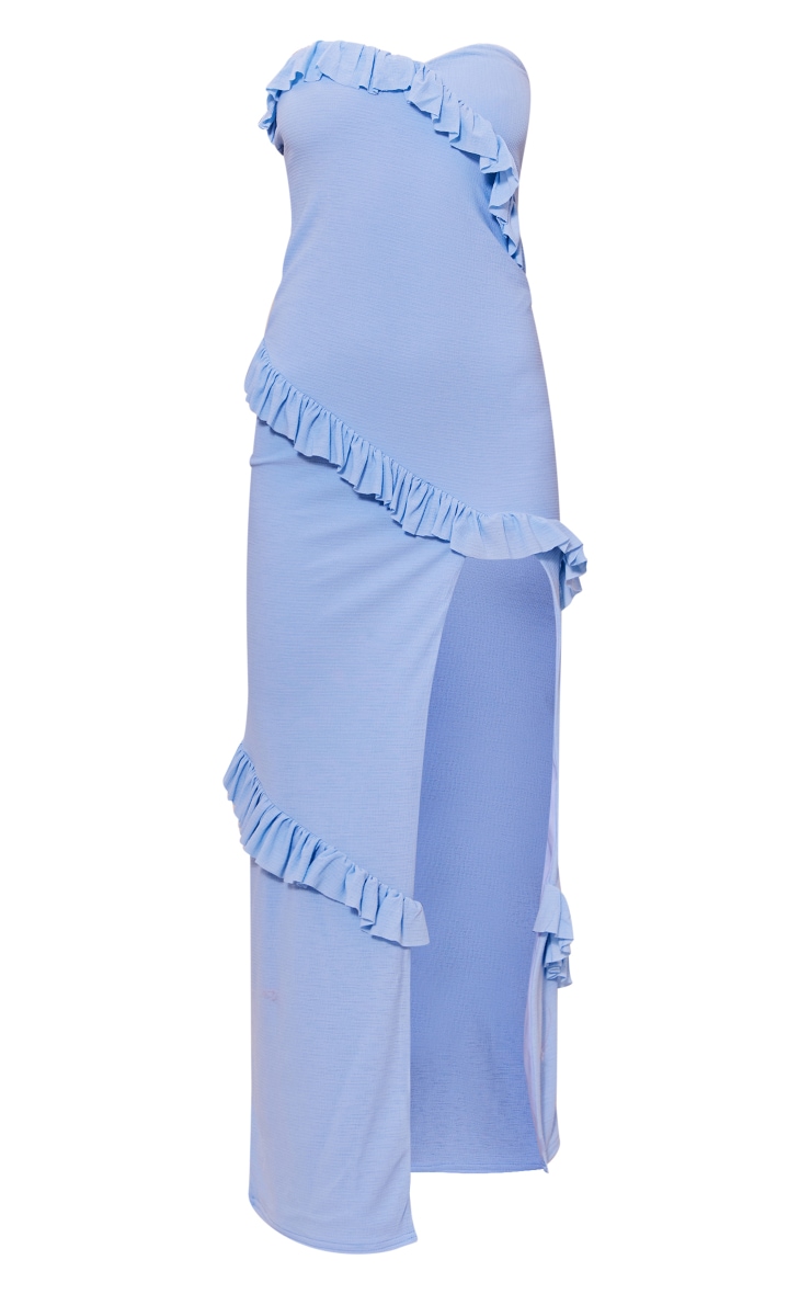 Blue Bandeau Frill Detail Split Maxi Dress | Dresses ...