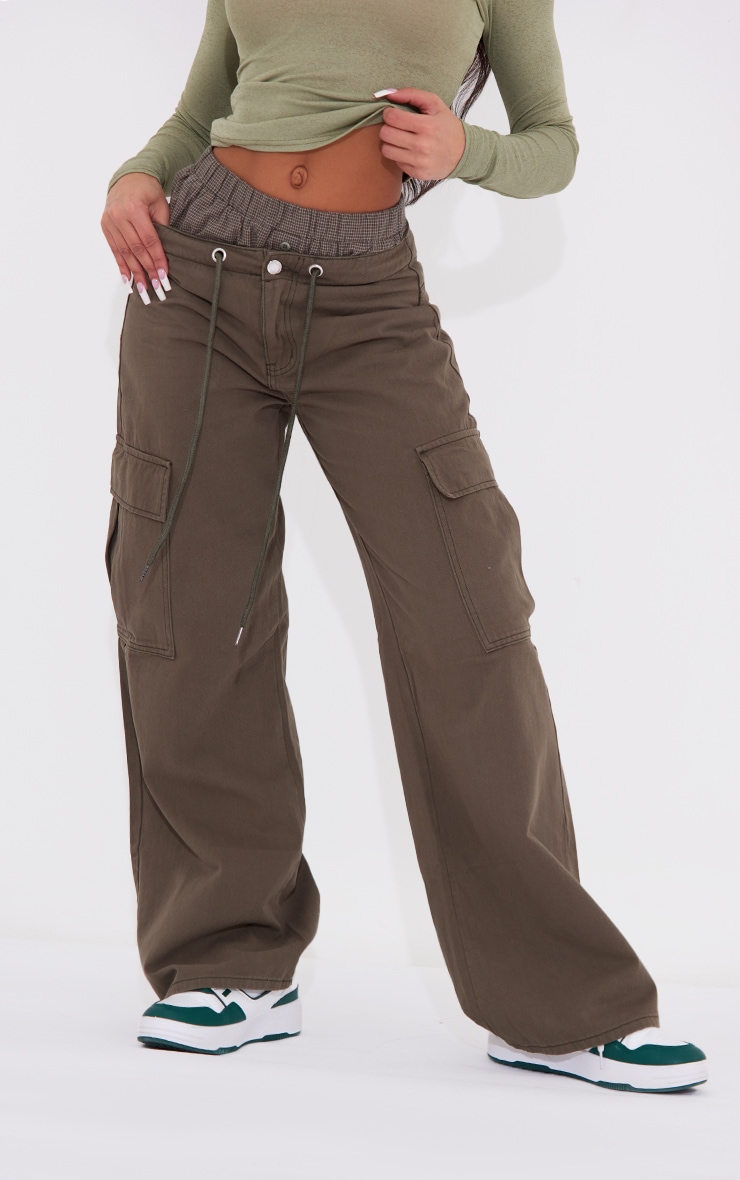 Khaki Pocket Front Denim Twill Cargo Jeans | PrettyLittleThing USA