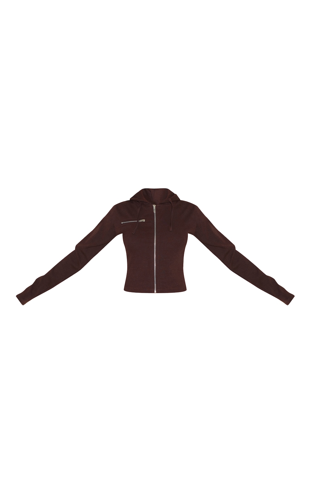 Dark Brown Zip Up Ribbed Track Top | Co-ords | PLT USA