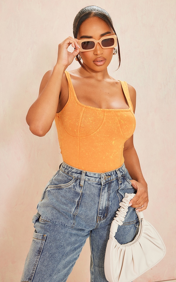Shape Orange Washed Seam Detail Bodysuit | Shape | PLT AUS