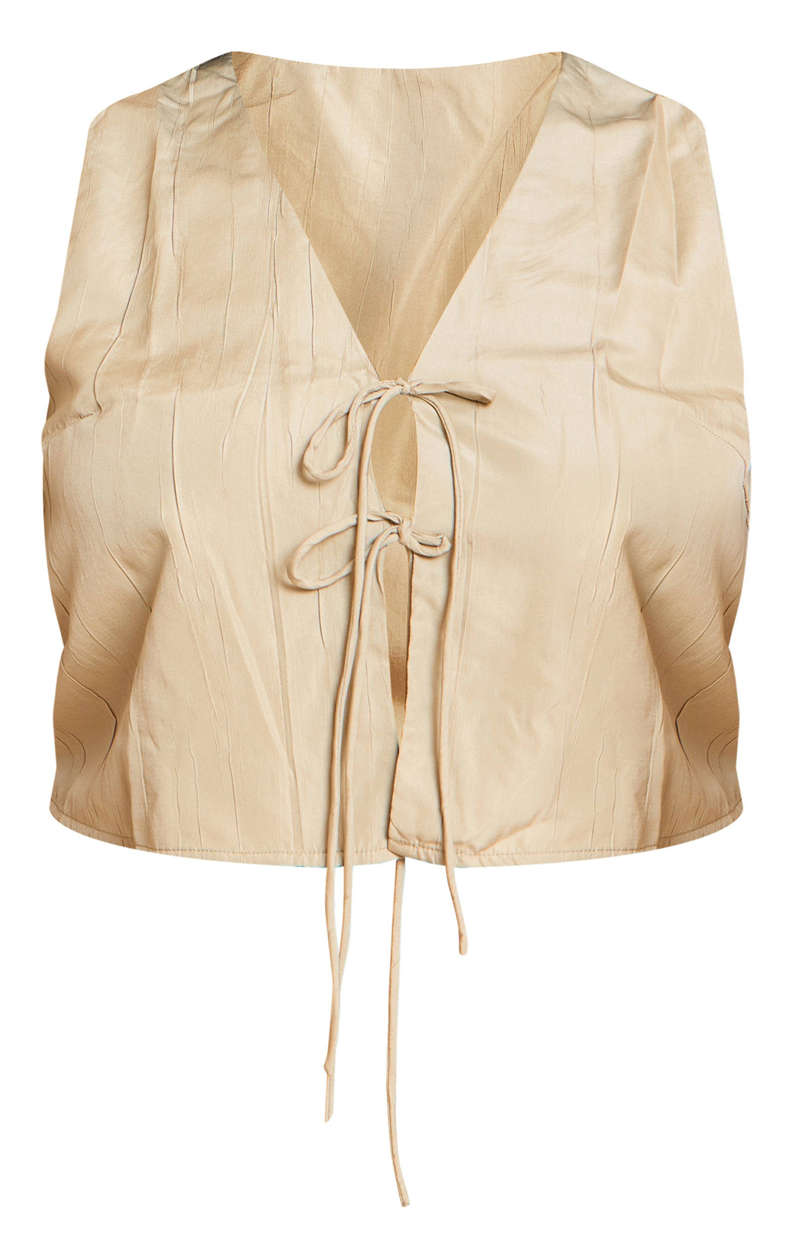 Plus Clay Textured Tie Detail Vest | Plus Size | PrettyLittleThing USA