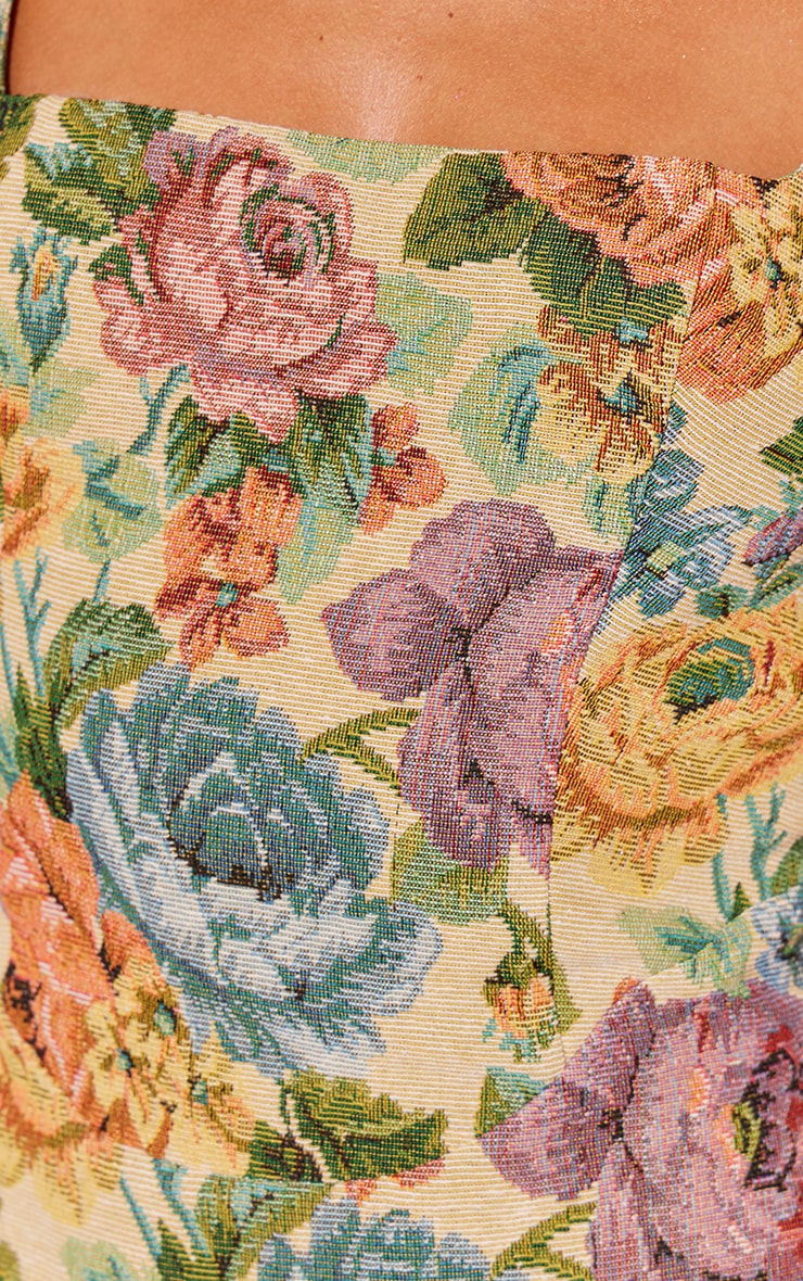 Stone Floral Twill Bodycon Dress | Dresses | PrettyLittleThing USA