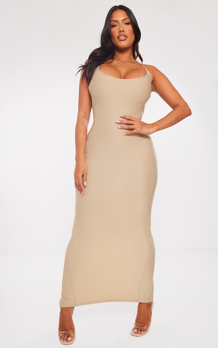 Shape Stone Strappy Back Slinky Bum Midaxi Dress | Shape | PrettyLittleThing