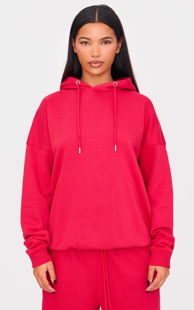 Ruby Red Chill Club Puff Print Oversized Hoodie | Sweat ...