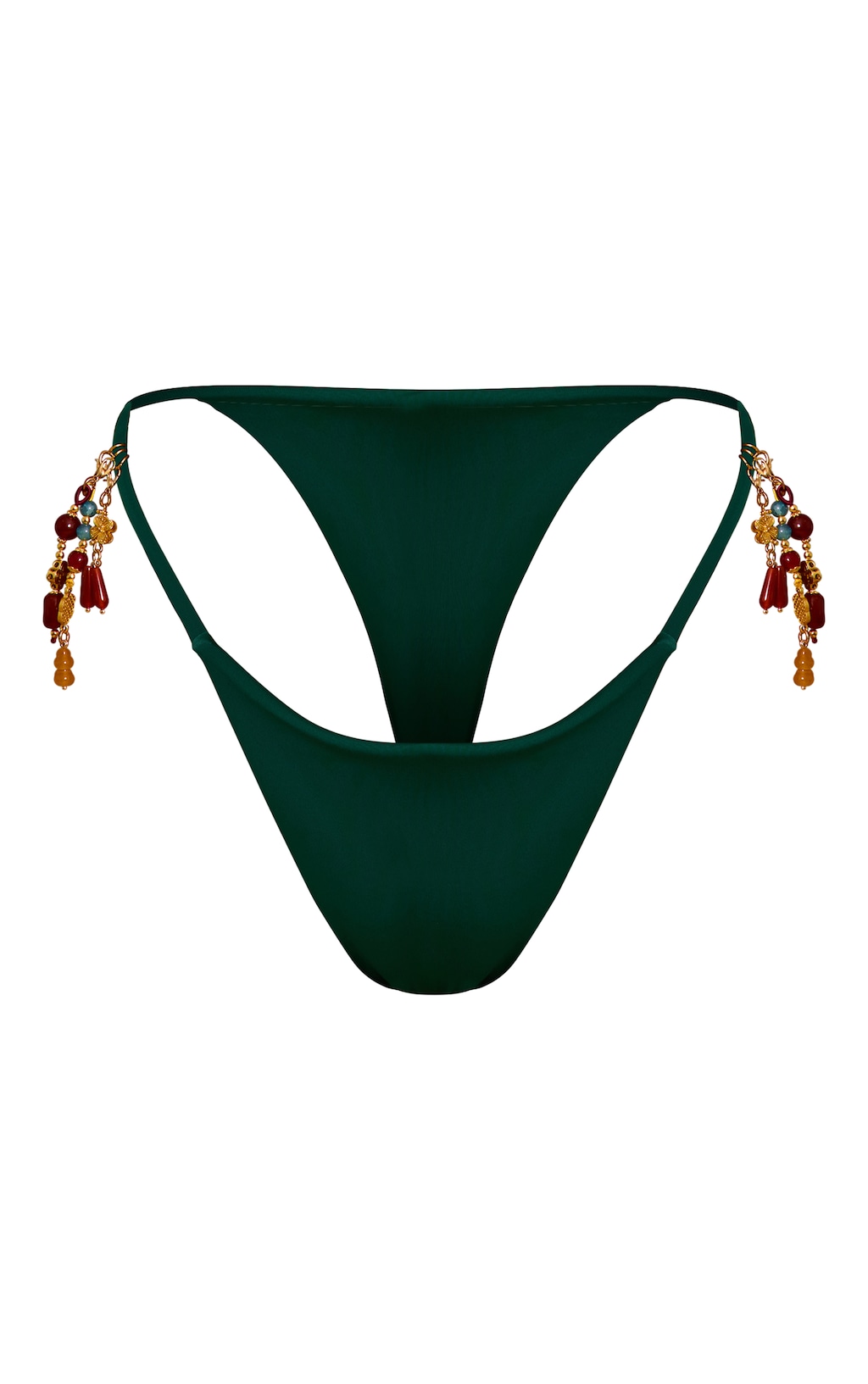 Emerald Green Charm Trim String Tanga Bikini Bottoms | Swimwear ...