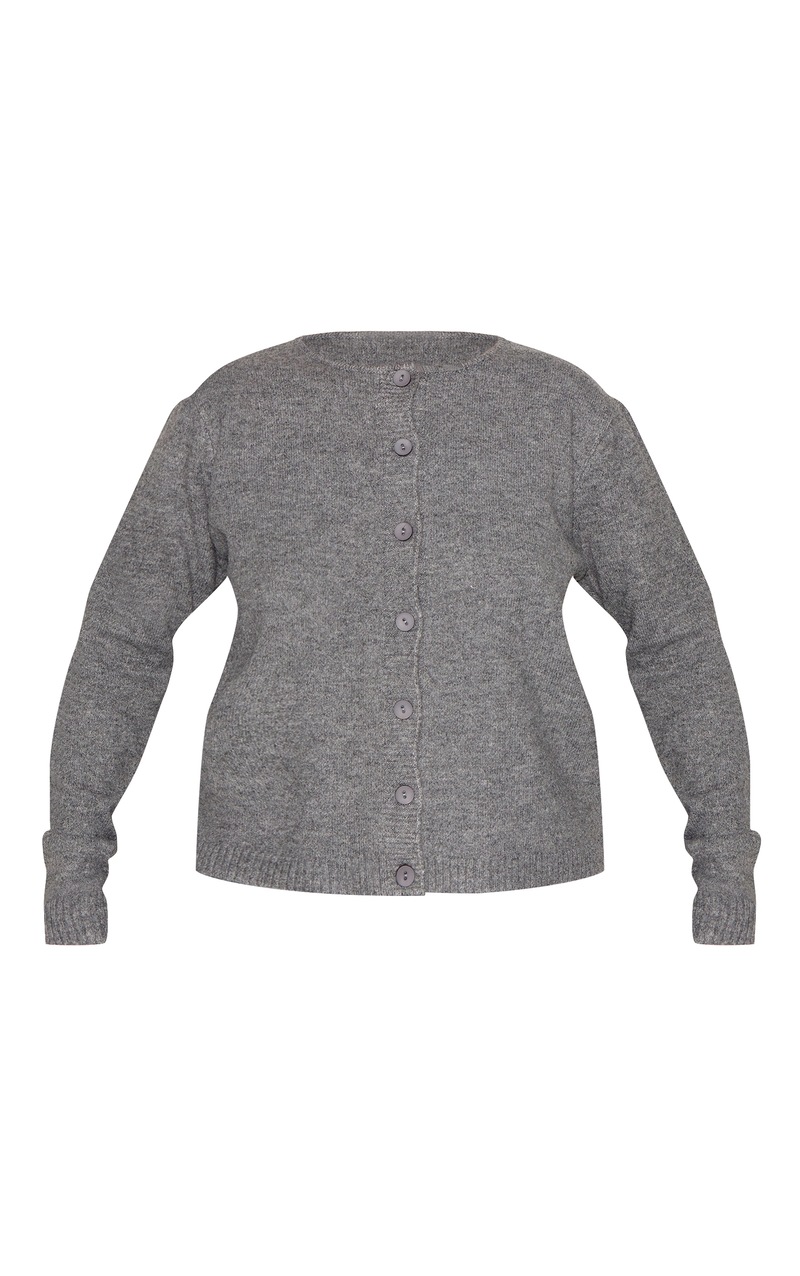 Plus Grey Melange Knit Basic Button Up Cardigan | Plus Size ...