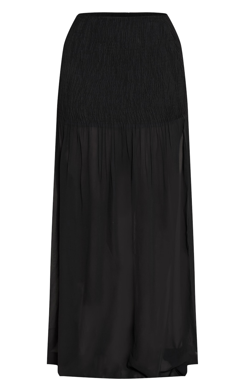 Shape Black Shirred Contrast Maxi Skirt | Shape | PLT