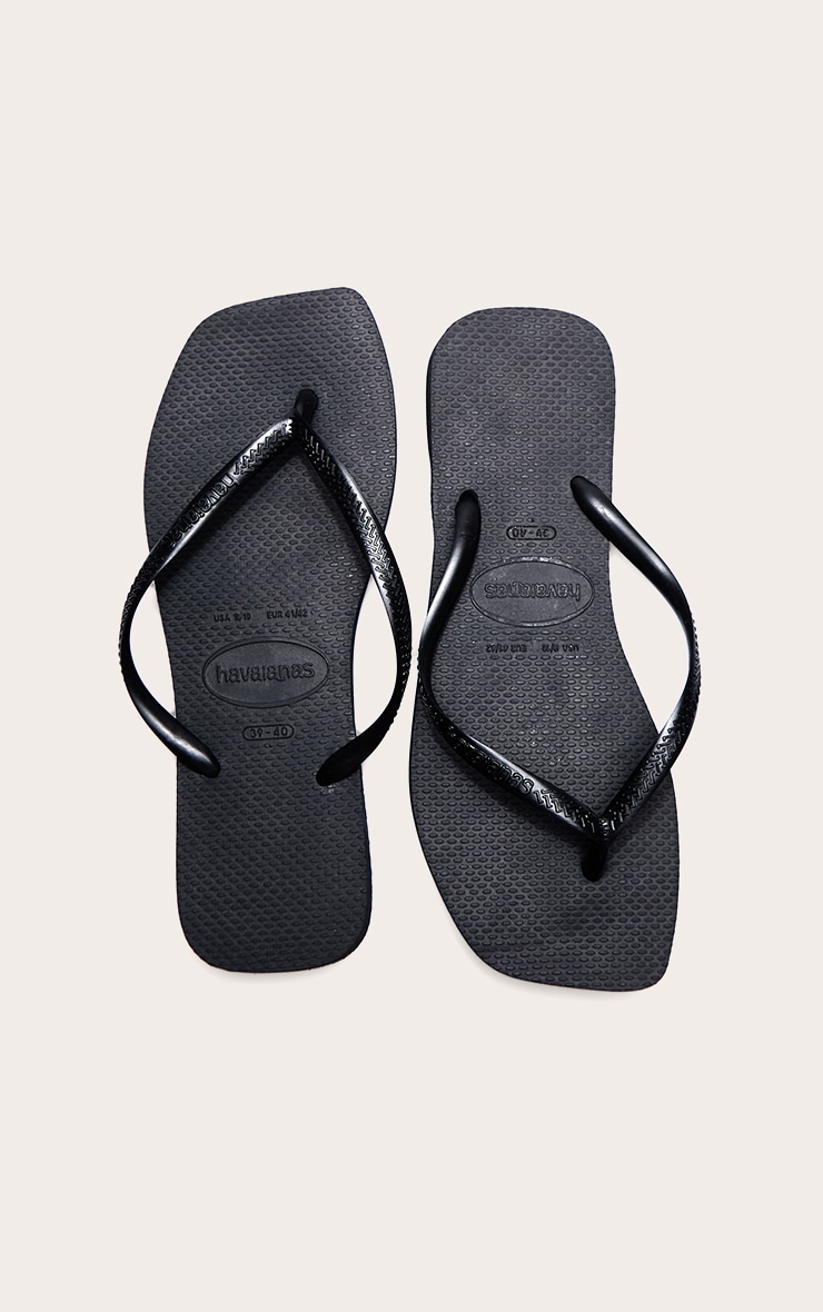 Black Havaianas Slim Square Flip Flops | Footwear | PLT