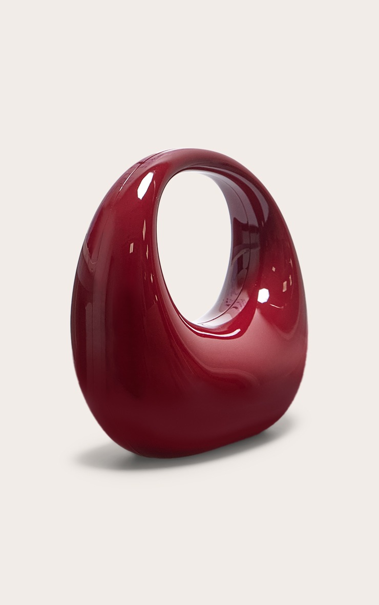 Burgundy Hard Smooth Curve Handbag | Accessories | PrettyLittleThing