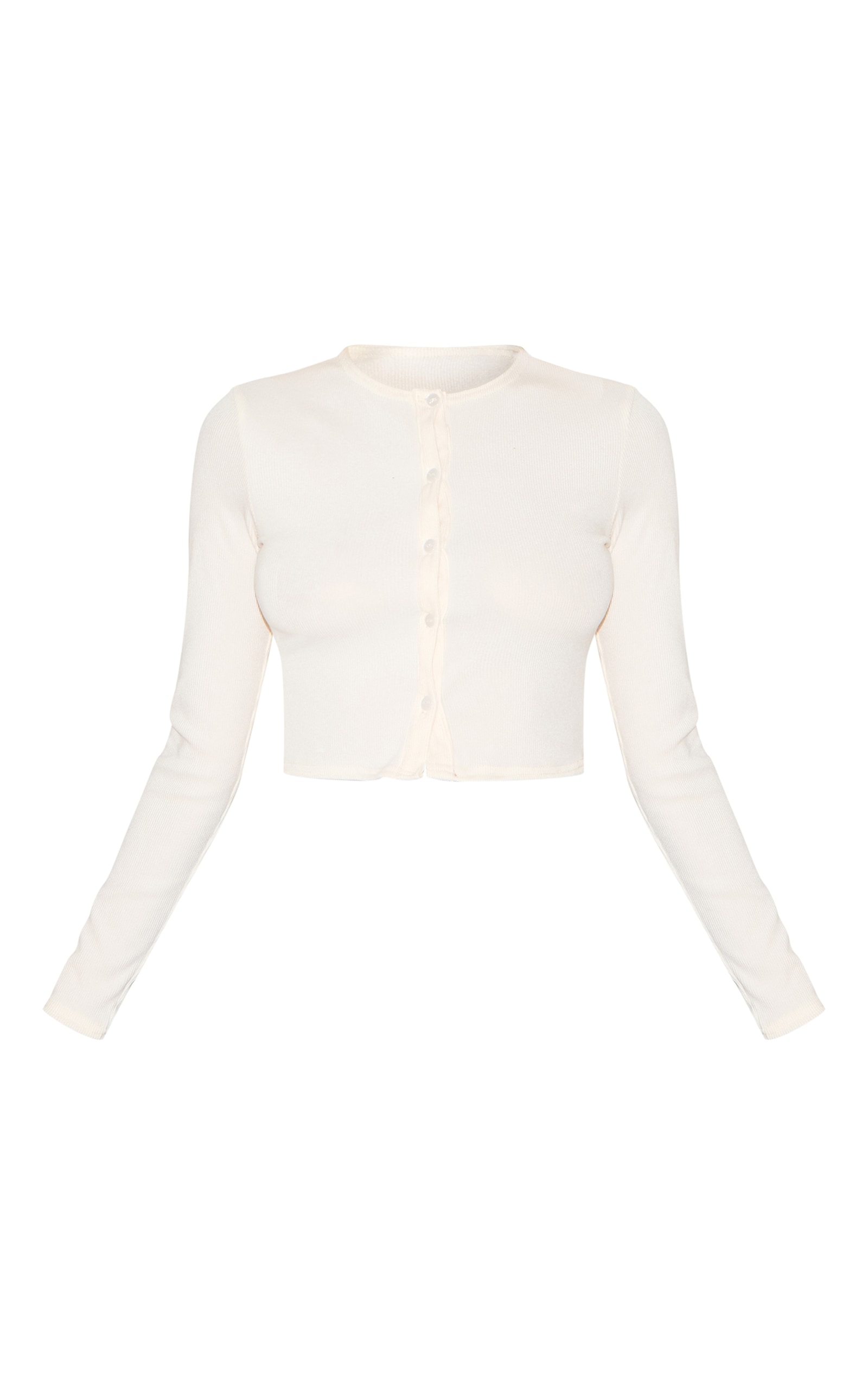 Cream Soft Touch Rib Button Down Long Sleeve Top | Tops ...