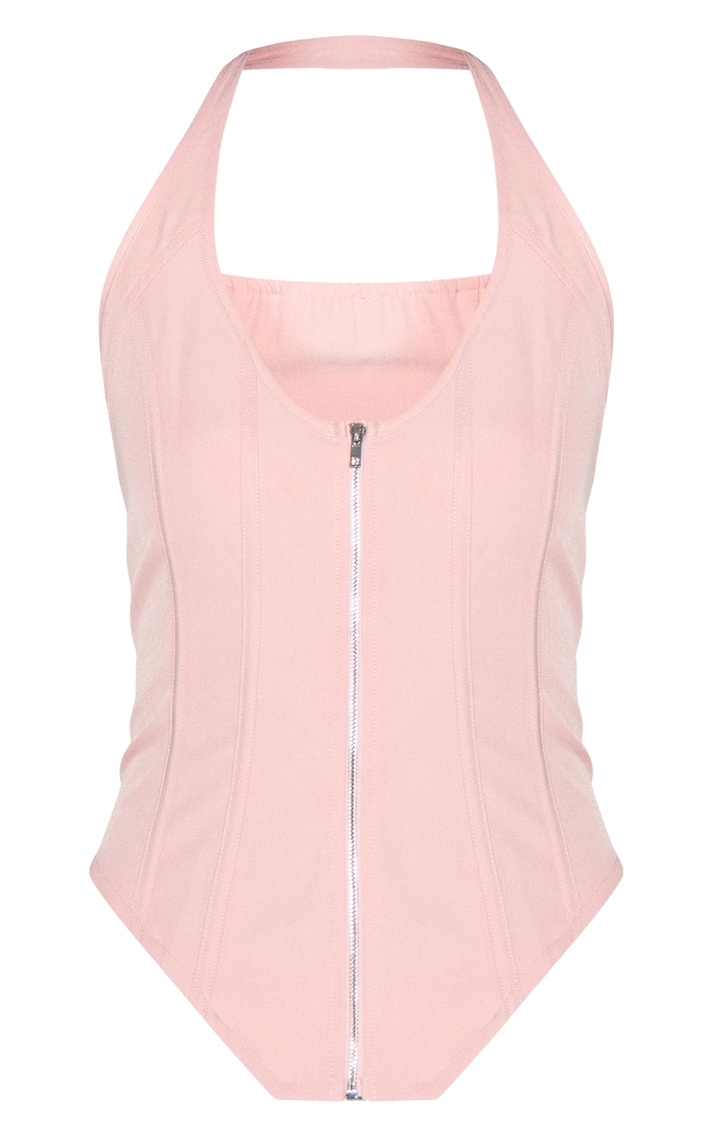 Pale Pink Boned Dip Hem Corset | Tops | PrettyLittleThing USA